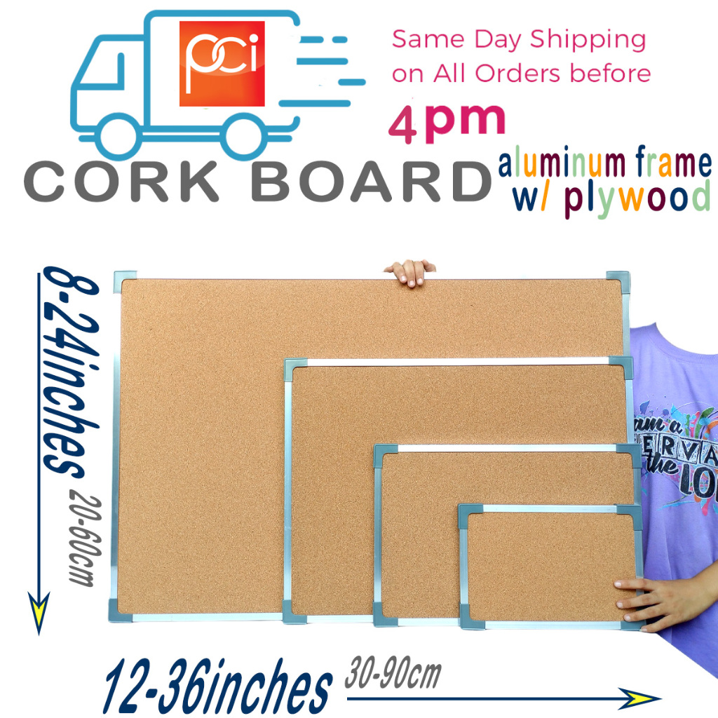 Aluminum Frame Cork Board (with plywood backing). Sturdy Bulletin Pin ...