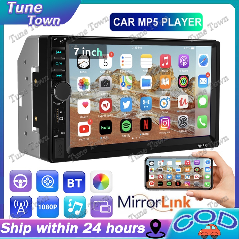 7018B Car Radio 7" HD 12V Touch Screen 2 Din Auto MP5 Player Bluetooth ...