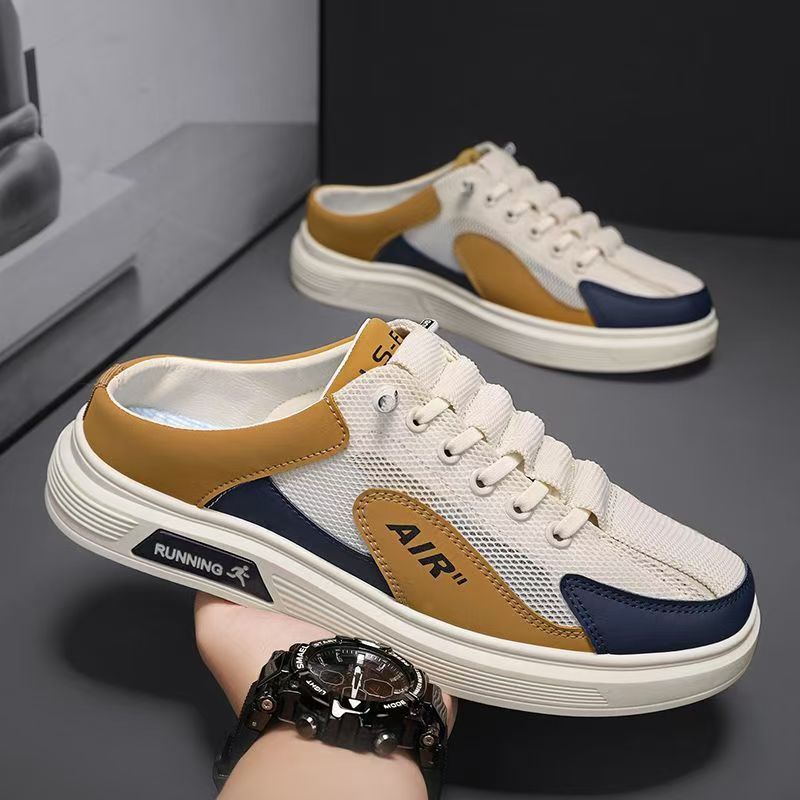 ALVIN Men's Canvas Half Slippers Shoes Breathable Sports Casual Shoes ...