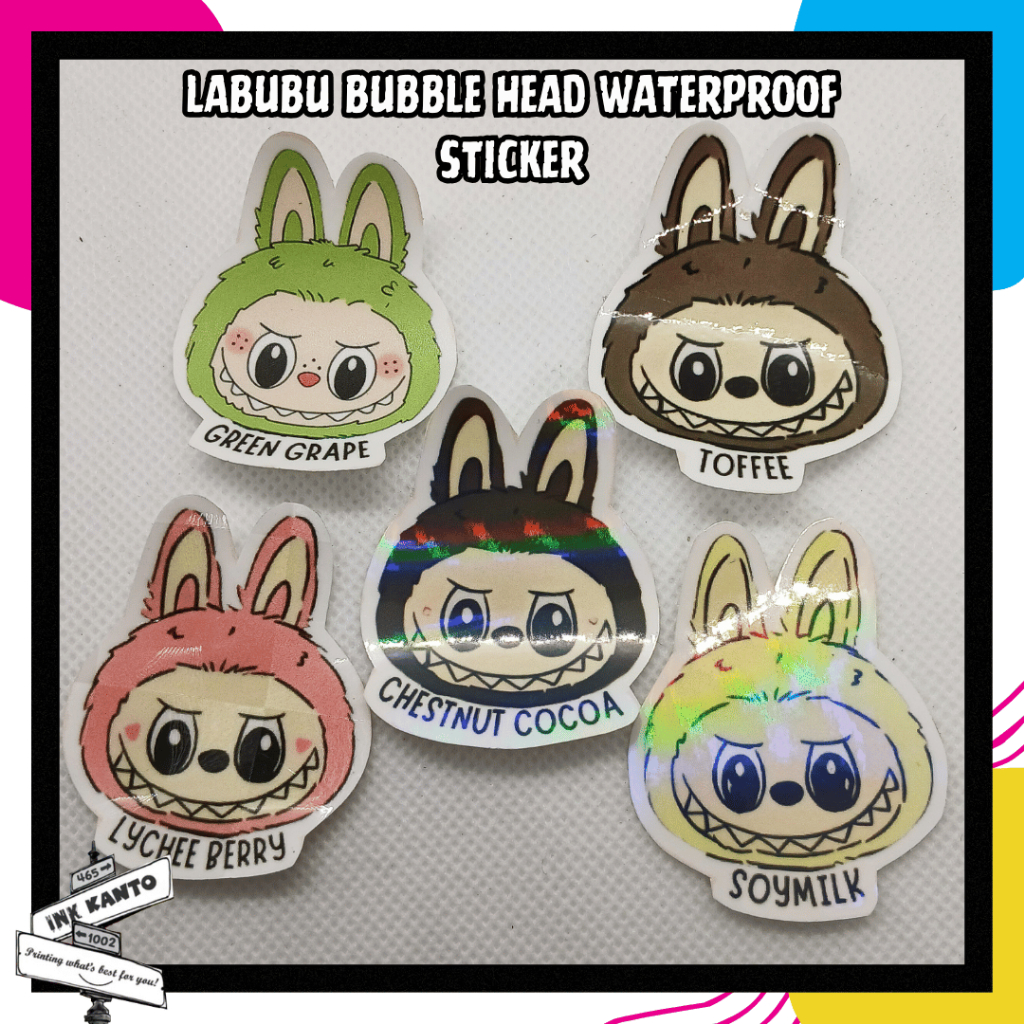 Waterproof Labubu Bubble Heads with Character Name Vinyl Sticker ...