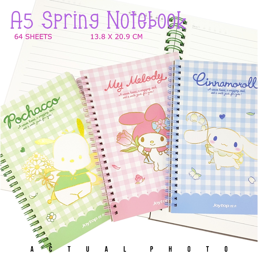My Melody Cinnamoroll Pochacco A5 Spiral Notebook | Shopee Philippines