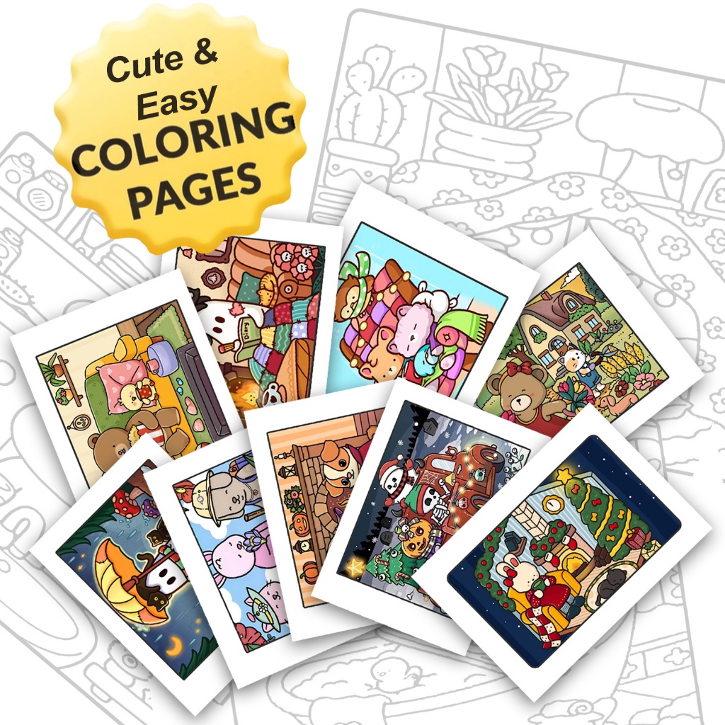 B1 Cozy Coloring Book / Kids and Adults Cozy Coloring Hobby / Stress ...