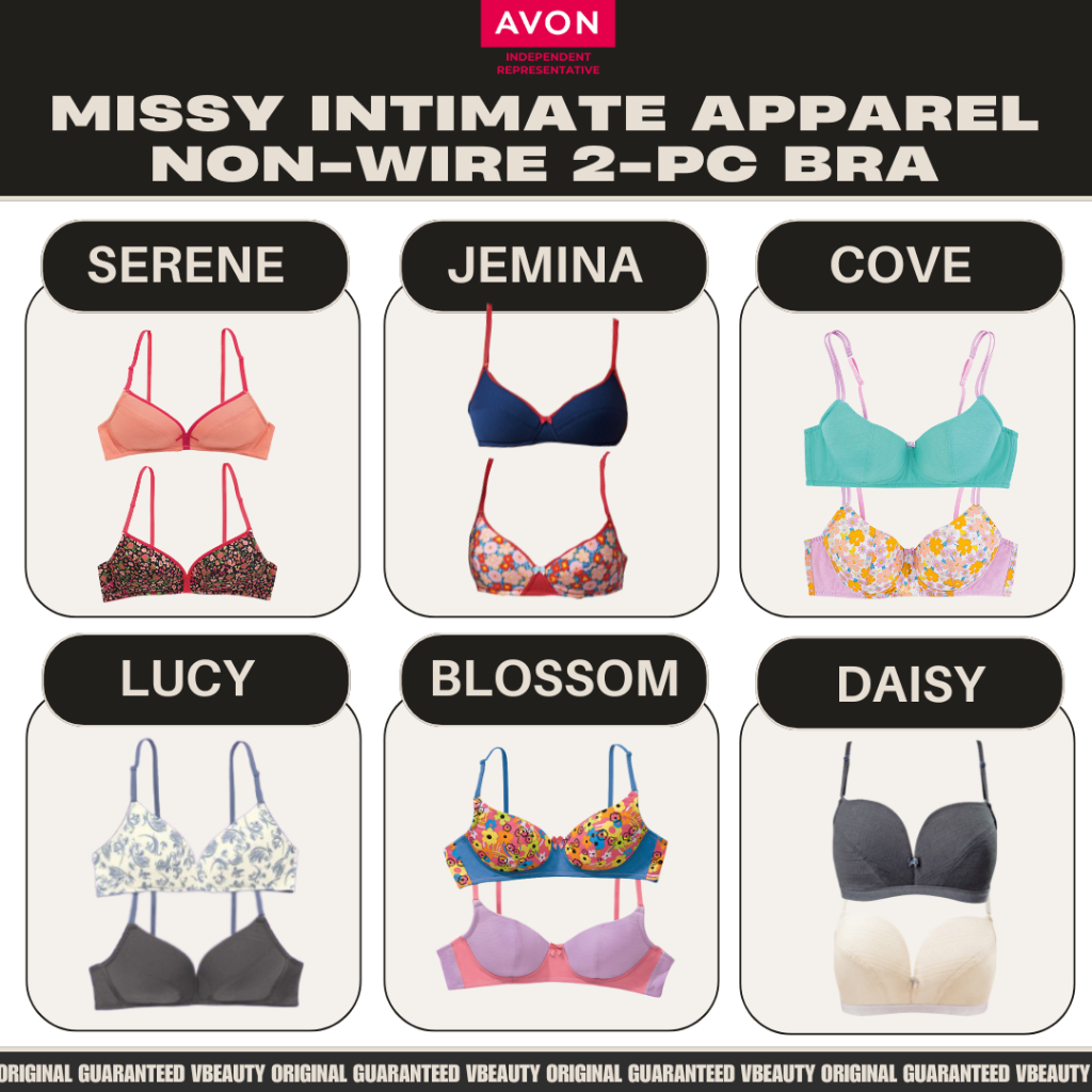 AVON Missy Intimate Apparel Non Wire 2pc Bra Set Serene Daisy Cove ...