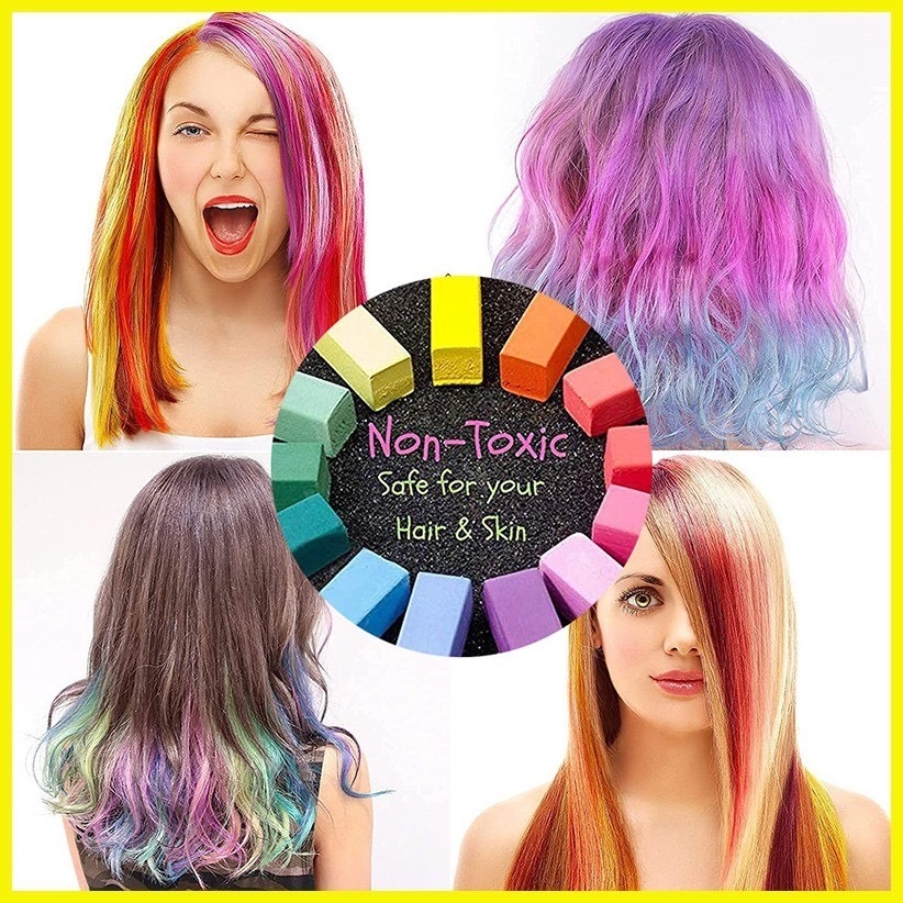 24 Hair chalk set temporary hair dye colorful hair washable DIY pastel ...
