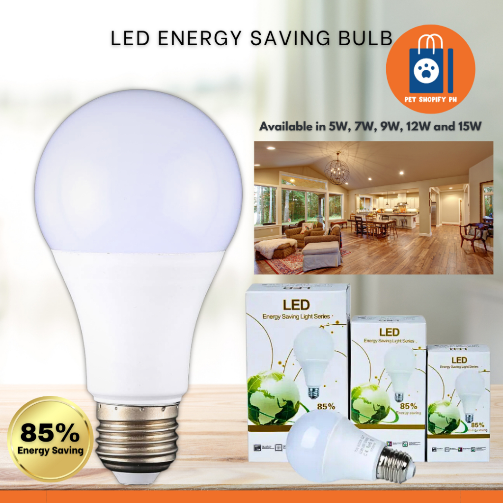 LED Bulb White Light 5W|7W|9W|12W|15W 85% Energy Saving Bulb High ...