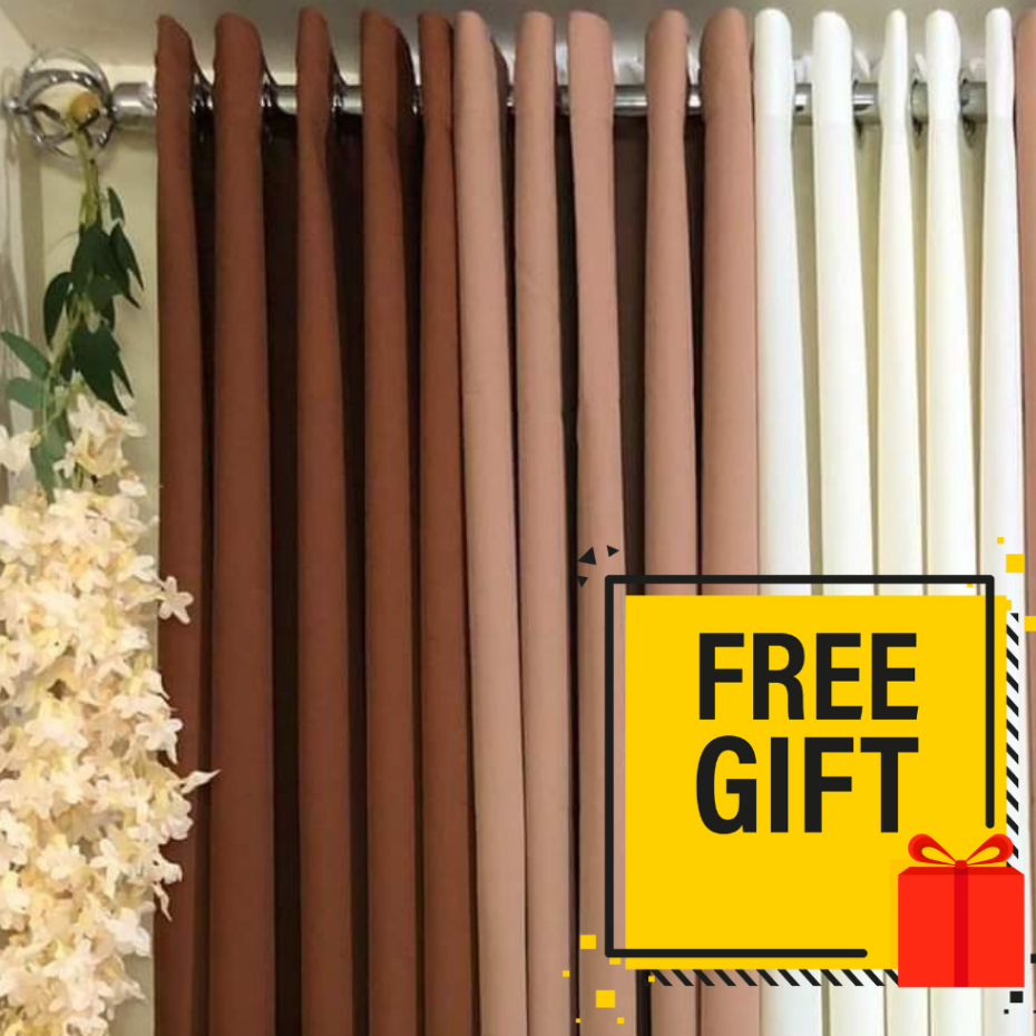 [onhand] Plain Curtain Mocha / White / Cream / Caramel 2ft - 10ft (8 ...