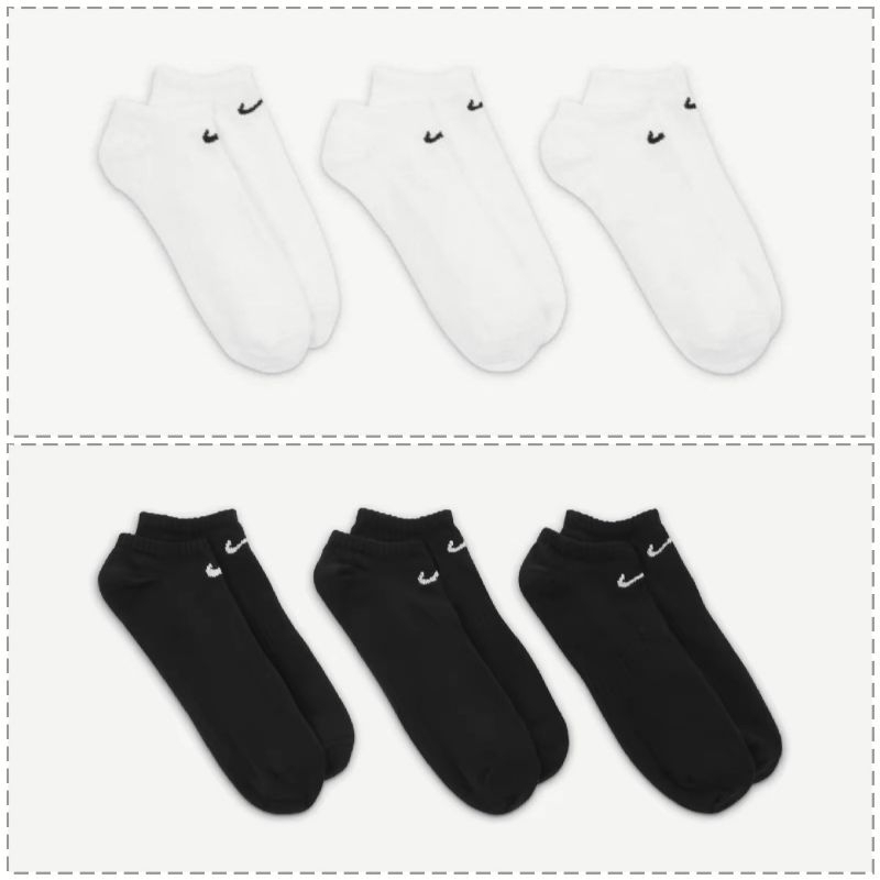 AUTHENTIC NIKE EVERYDAY LIGHTWEIGHT TRAINING NO SHOW SOCKS 3 PAIRS DRI ...