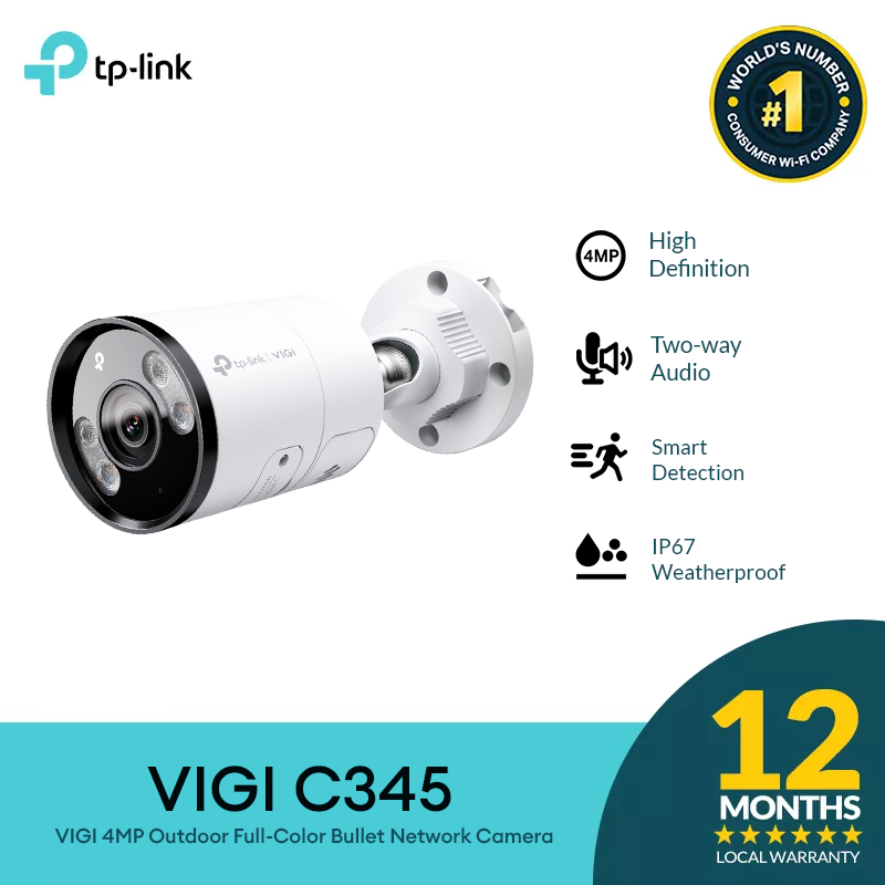 Tp-Link VIGI C345 (4mm) 4MP Full-Color Bullet Network Camera | Shopee ...