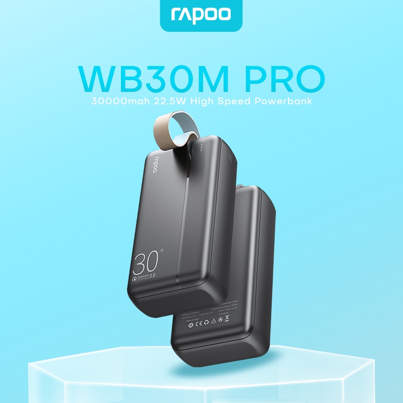 Rapoo WB30m Pro 22.5W 30000mAh Powerbank Fast Charging Type C Portable ...