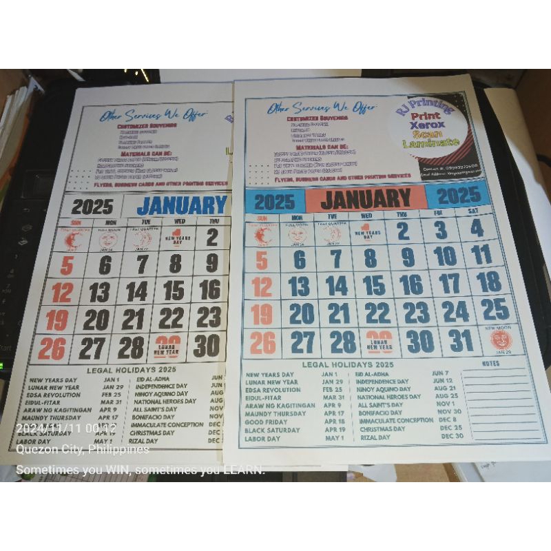 Personalized | Customized | Commercial calendar (10pcs) | Shopee ...