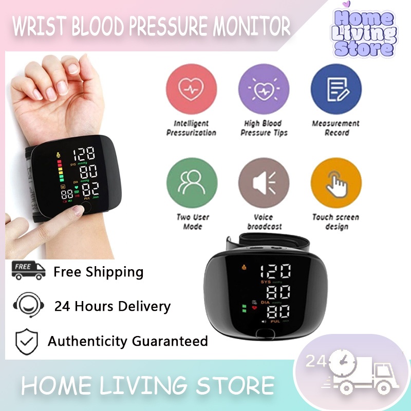 Wrist high blood pressure digital monitor LED display automatic blood pressure monitor USB ...