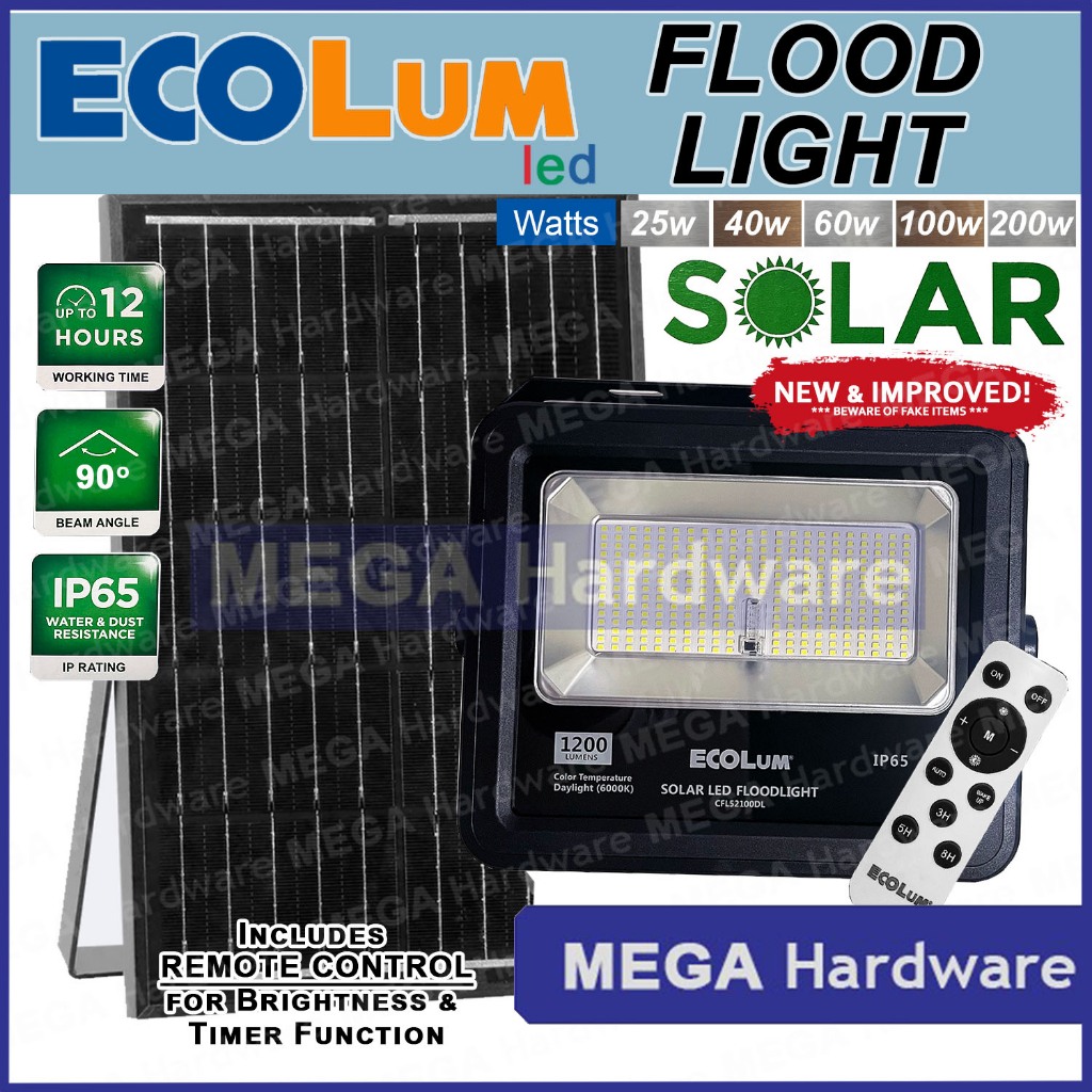 Firefly Ecolum Electric Solar LED Floodlight with Timer Brightness ...