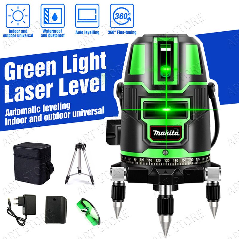 Laser Level 2/5 Line Green Light Self-Leveling 360° Rotary Cross Auto ...