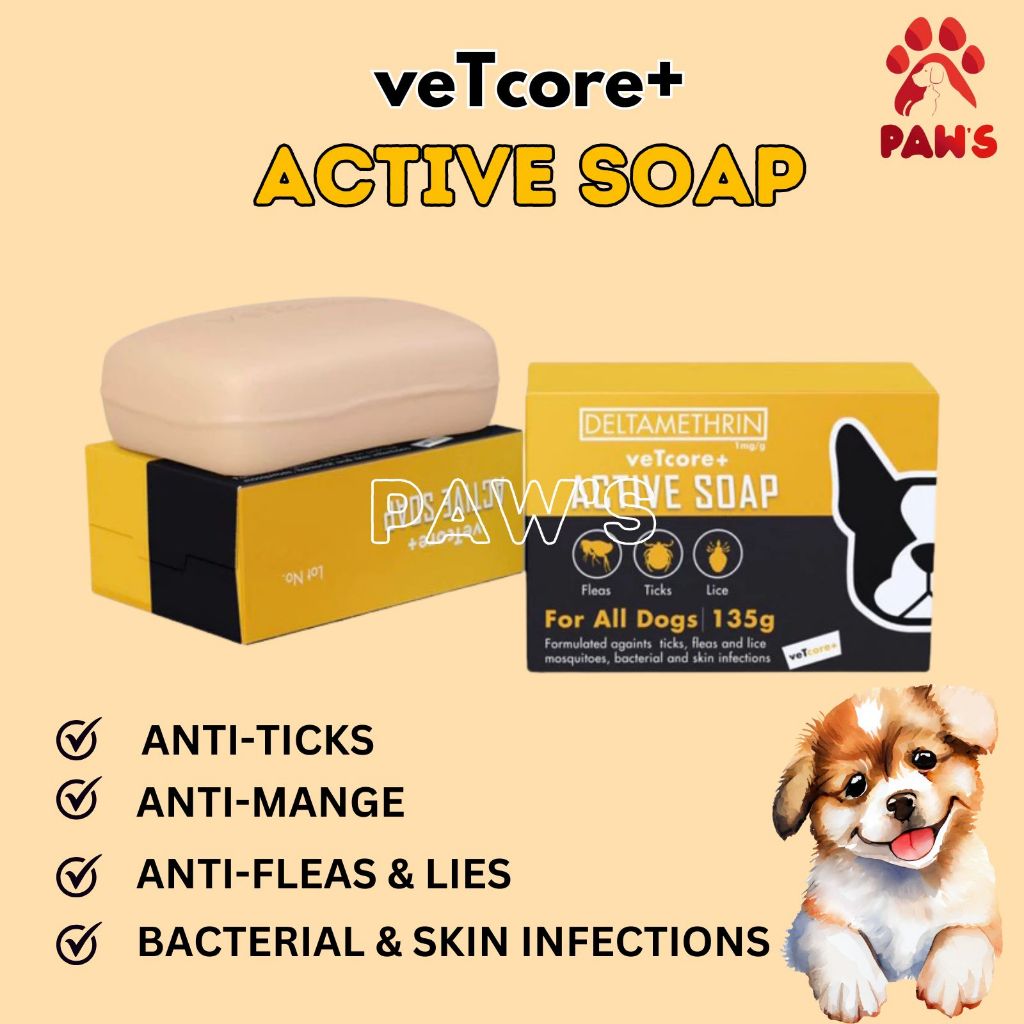 135g Vet Core VETCORE Plus Active Soap for Dog & Puppy ANTI TICK ...