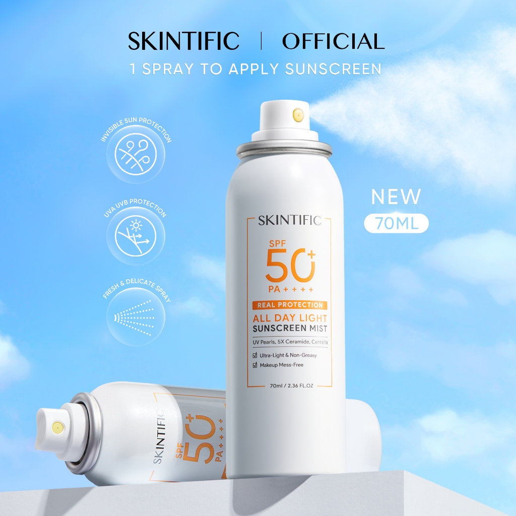 [70ml] SKINTIFIC Sunscreen Spray All Day Light Spf50 Pa++++ Face/Body ...