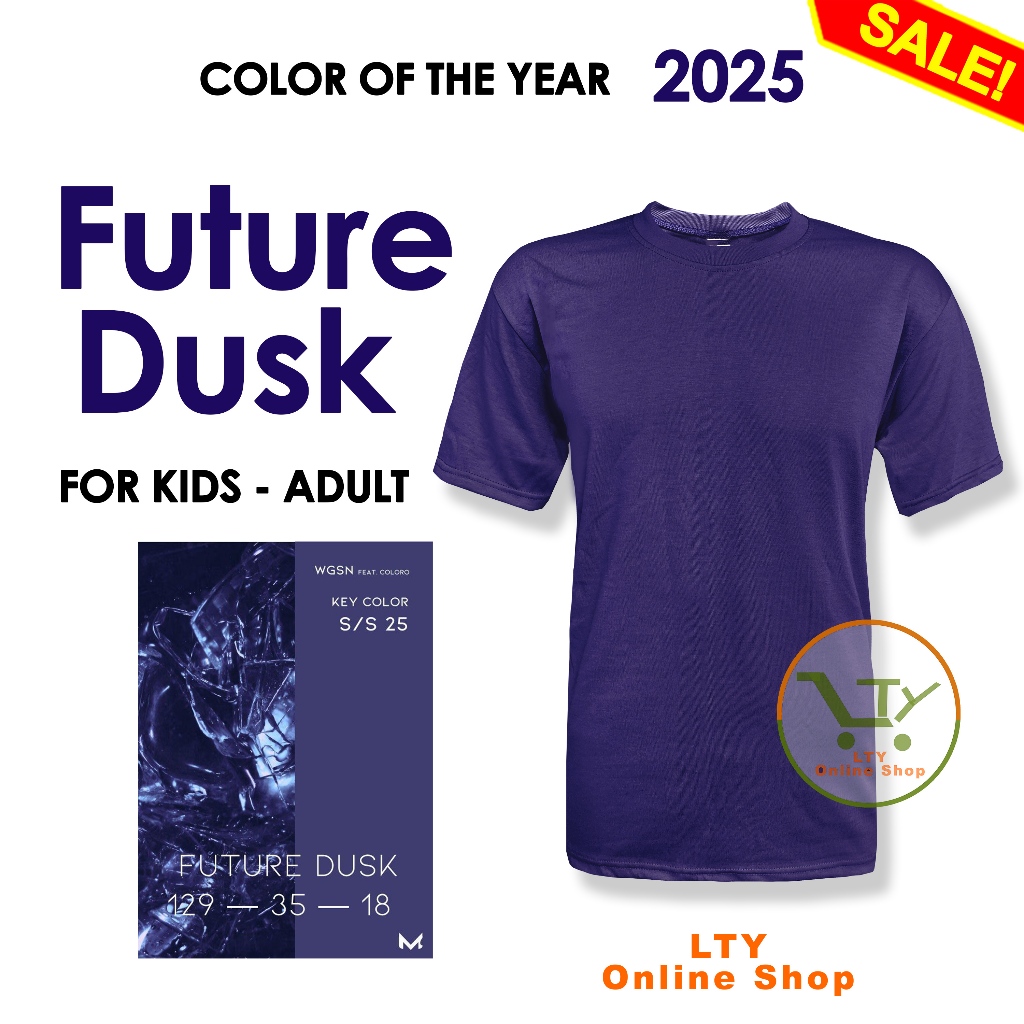FUTURE DUSK T-SHIRT PLAIN KIDS - ADULT COLOR OF THE YEAR 2025 ACTIVE ...