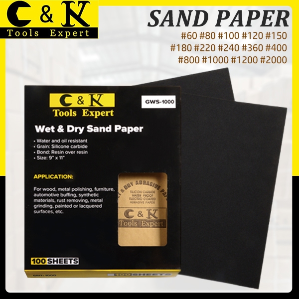 C&K (10pcs) Sand Paper #60~#2000 Grit Waterproof Sanding SandPaper High ...