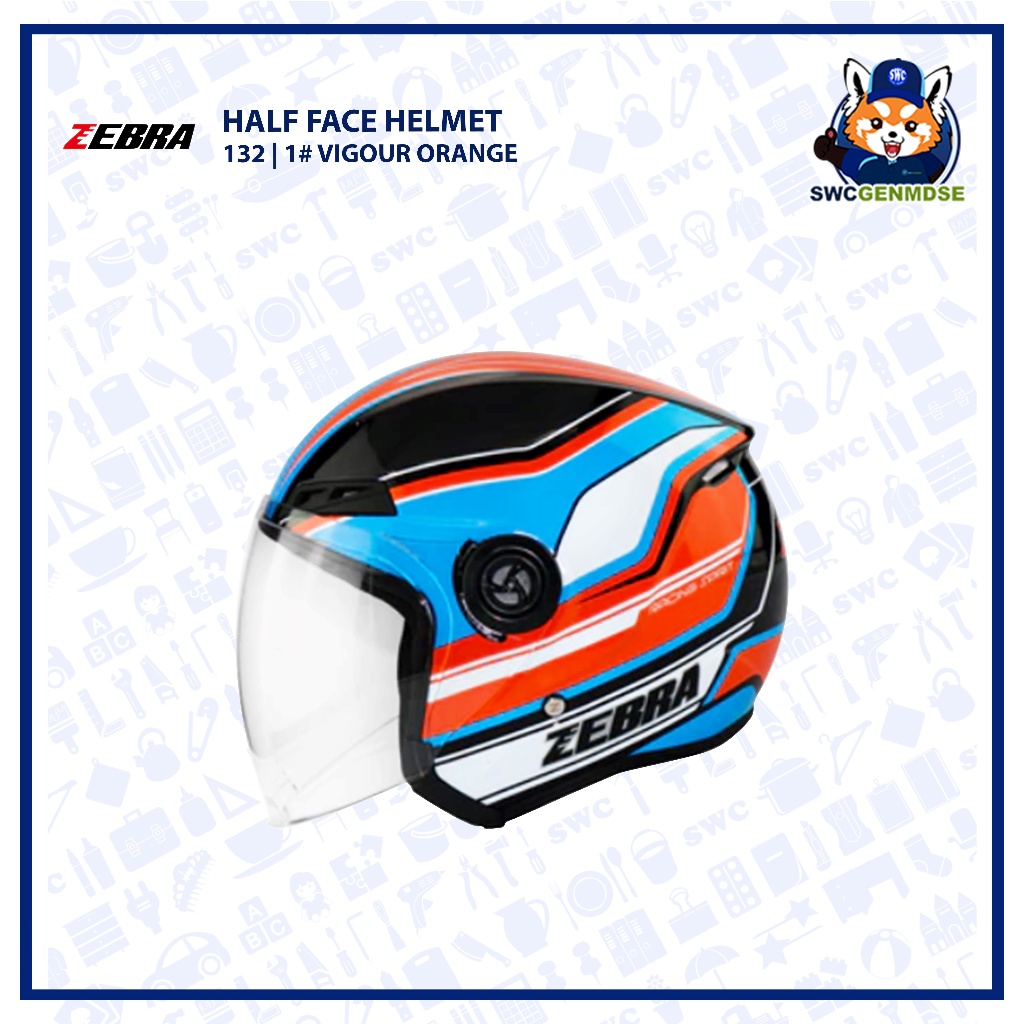 ZEBRA 132 Half Face Motorcycle Helmet Single Visor | 1# Vigour | Shopee ...