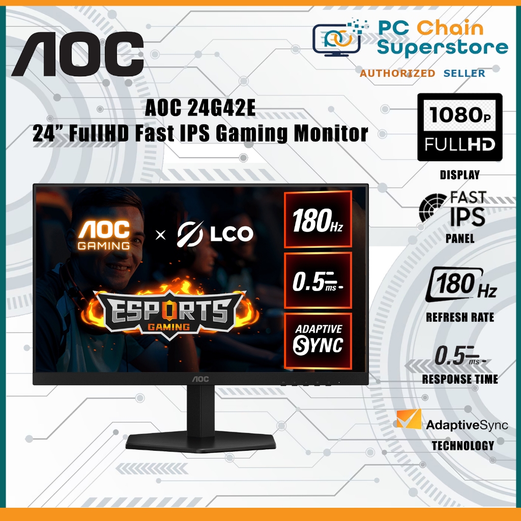 AOC 24G42E Fast IPS Gaming Monitor - 24" Full HD IPS / 180Hz / 1ms ...