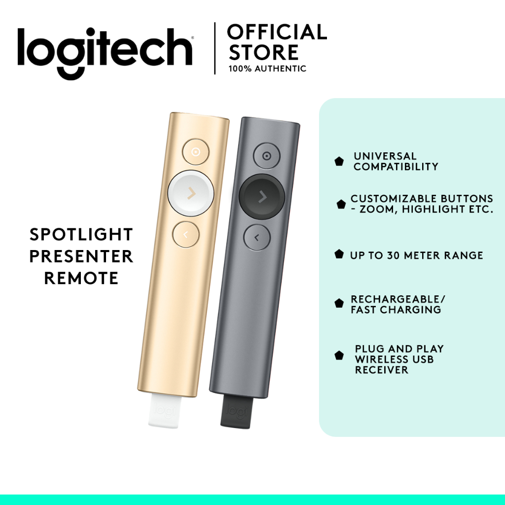 Logitech Spotlight Wireless Presentation Remote 2.4GHz USB-Receiver ...