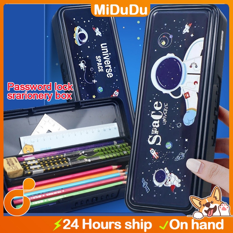 Astronaut Pencil Case For Kids With Lock Password Waterproof Pencil Box ...