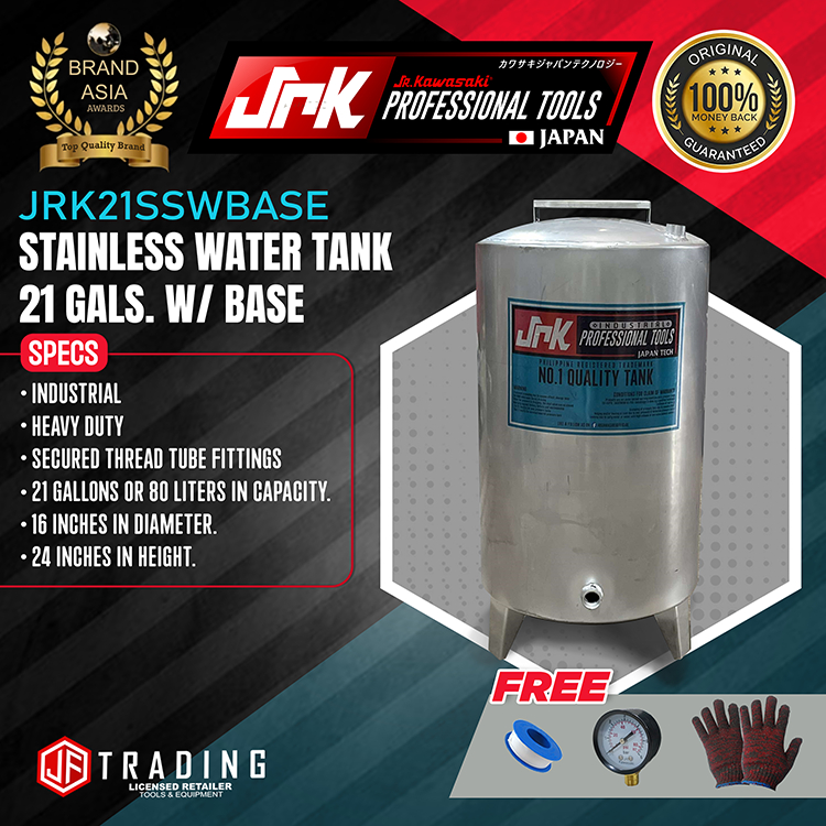 JR Kawasaki Stainless Water Tank Pressure Tank 21gals. with Base and ...