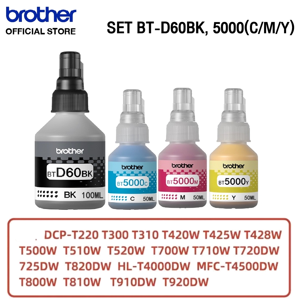 Brother BT D60BK BT5000 Original Ink Bottle Set of 4 Colors T300/T310 ...