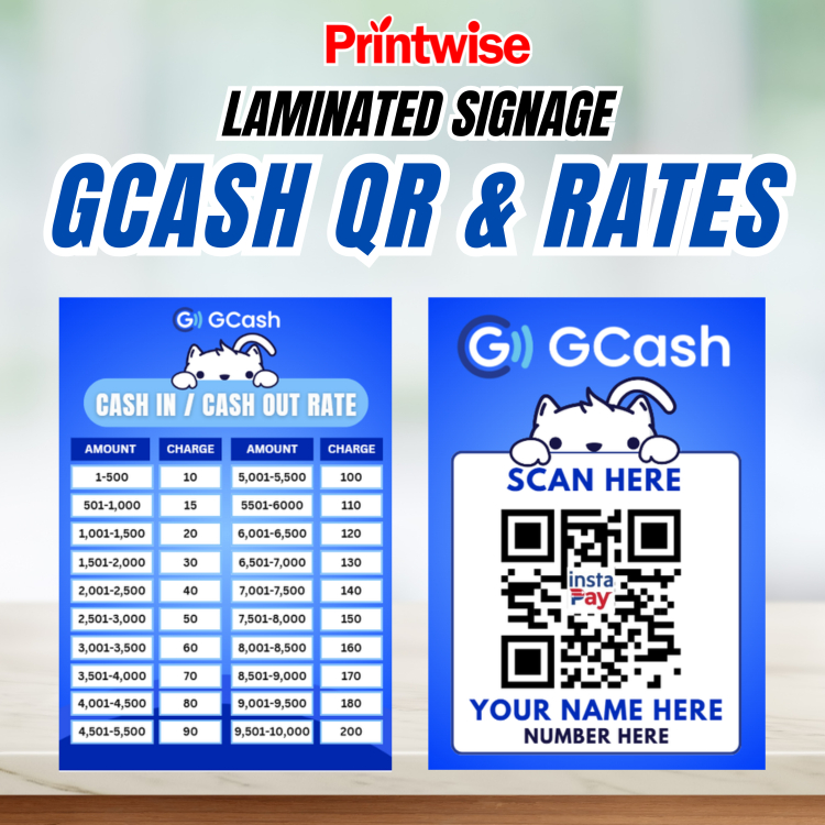 PRINTFAIRY LAMINATED SIGNAGE FOR GCASH BUSINESS GCASH QR/GCASH FEE ...