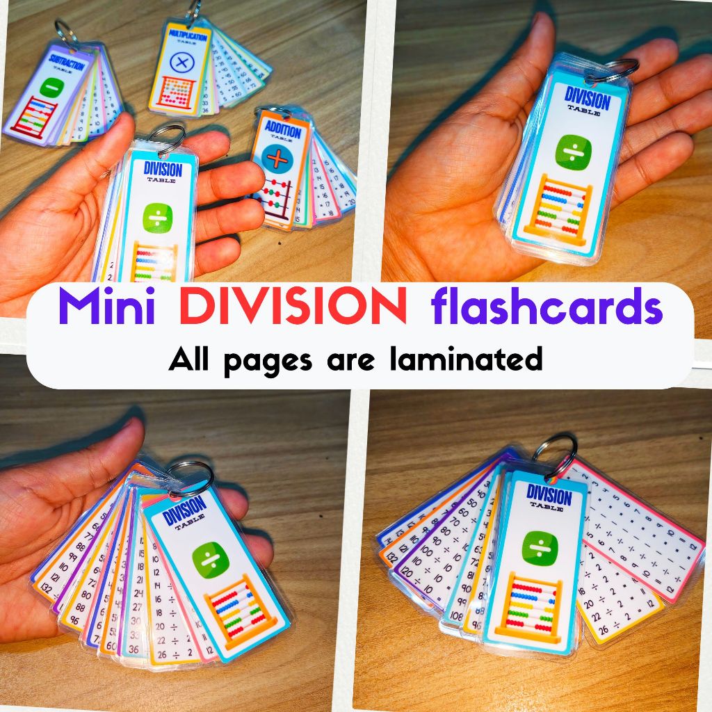 Division flashcards mini educational flashcards for kids all pages are ...