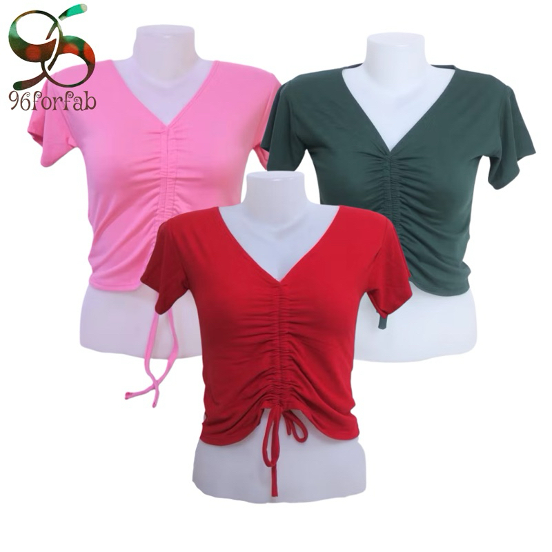 Dc2 Crop Top Plain Mid Garter Blouse Tops Daily Basic Ladies Women ...