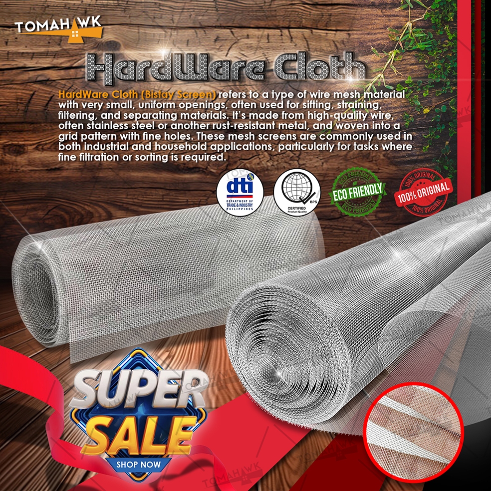 TOMAHAWK PER ROLL HARDWARE CLOTH GALVANIZED BISTAYAN MESH SCREEN & SAND ...