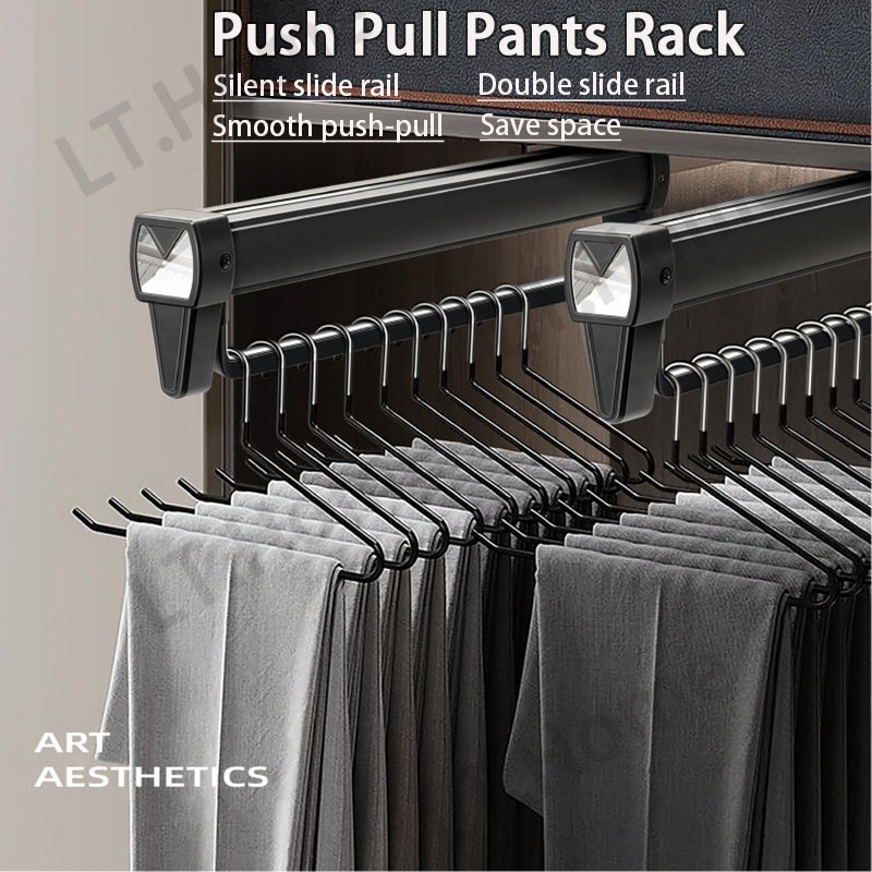 Pull Out Pants Hanger Rack Sliding Wardrobe Rack Organizer Clothes ...