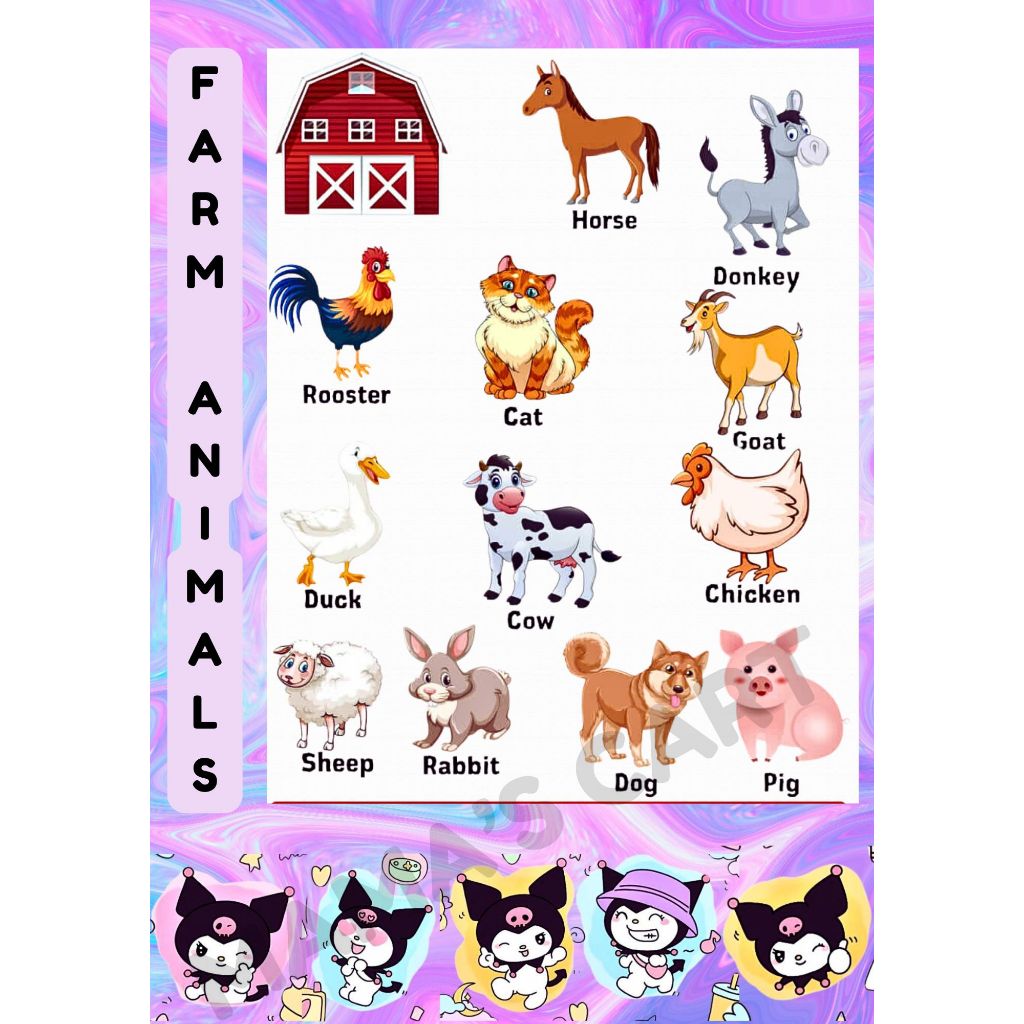 KUROMI EDUCATIONAL CHARTS A4 SIZE LAMINATED FOR KIDS ALPHABET NUMBERS ...