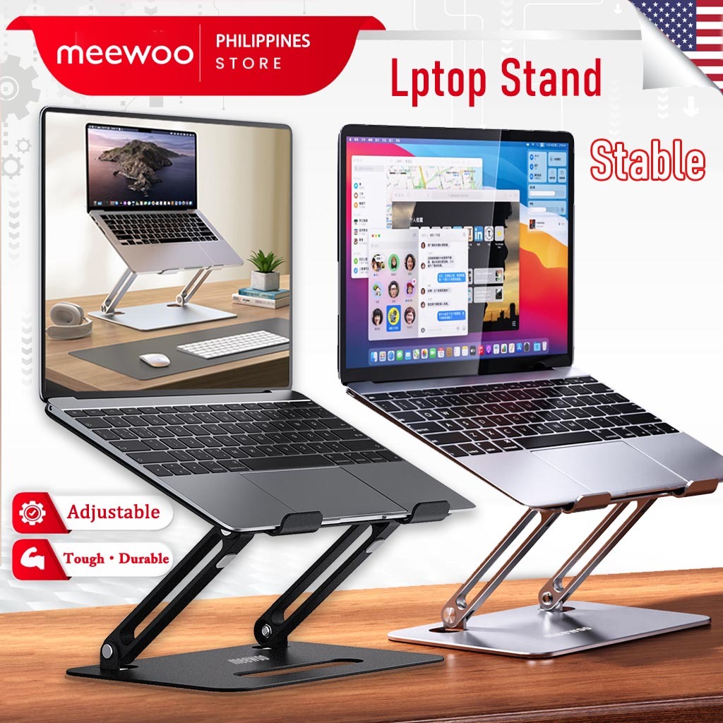 Meewoo Laptop Stand Metal Adjustable Laptop Riser Portable Foldable ...