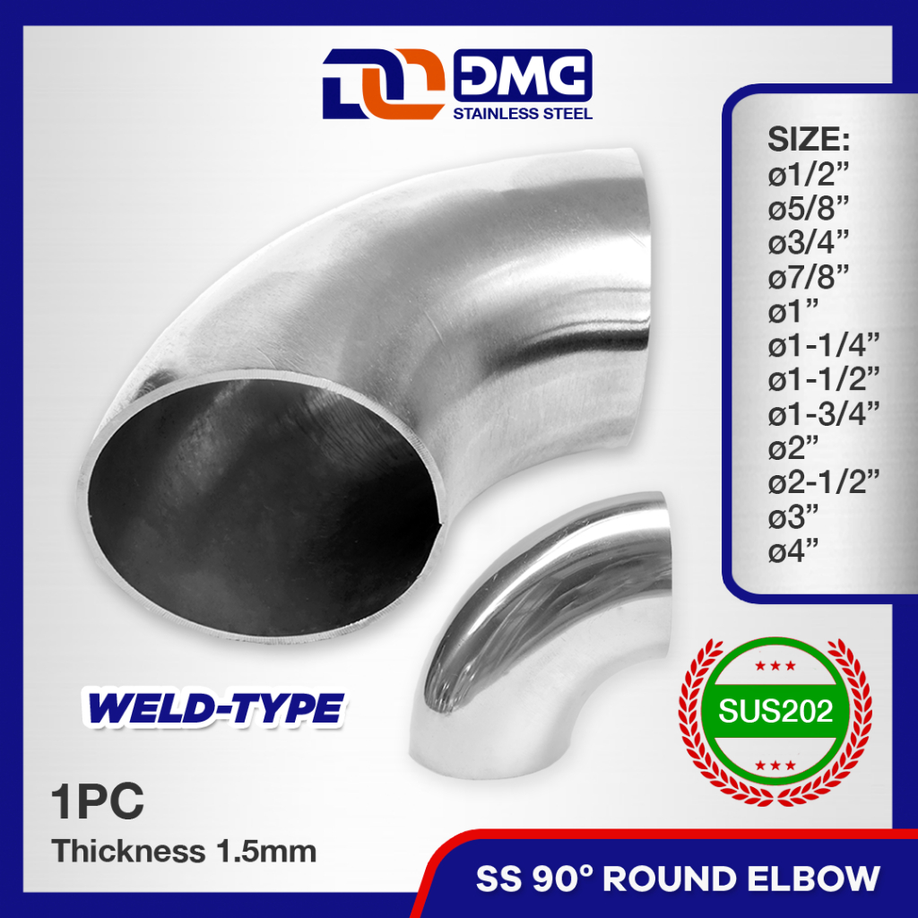 1PC 202 (1/2" to 4") Stainless Elbow 90-Degrees Round Tube Square Tube ...