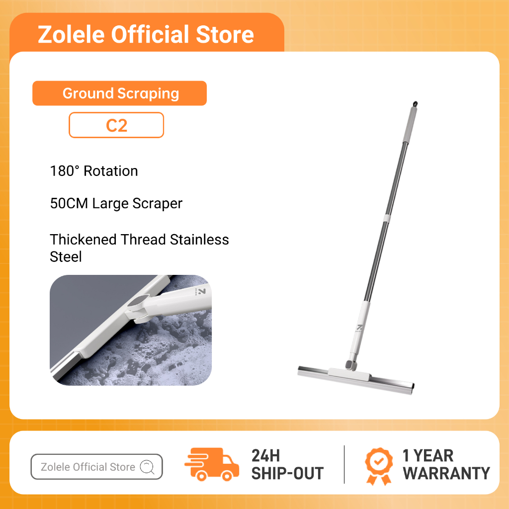 ZOLELE C2 50CM Rubber Blade Floor Tile Wiper 180° Rotating Magic Mop ...