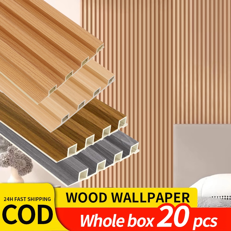 WPC Wood Wallpaper Sticker Waterproof Grille Design Ecological Board TV ...