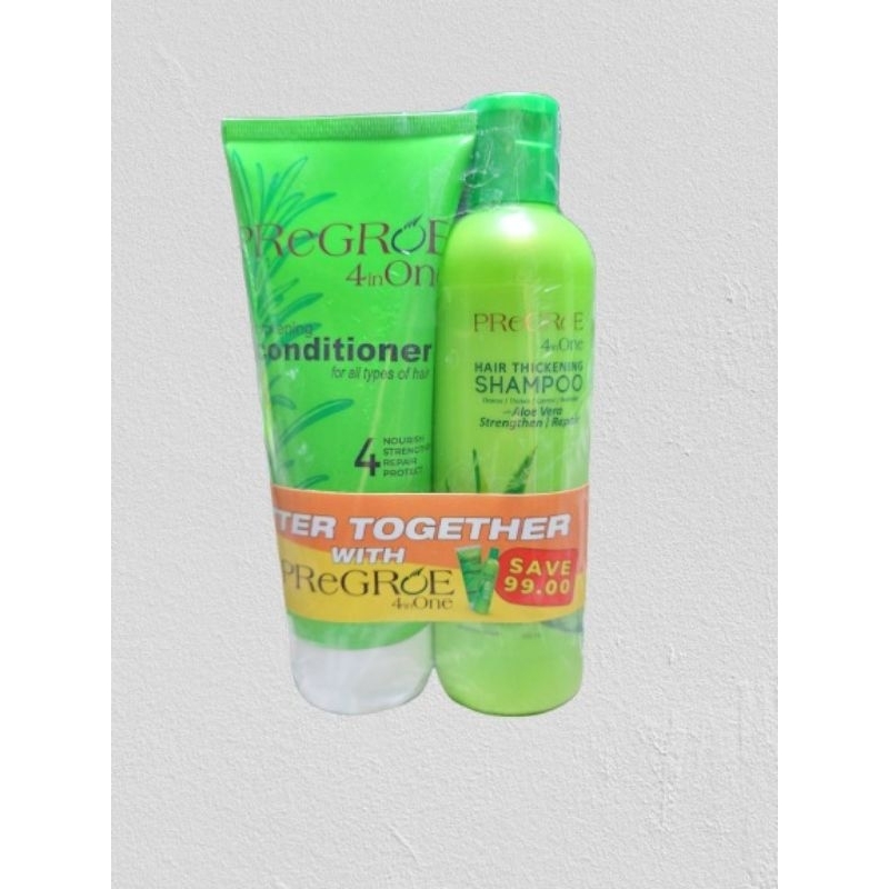 PREGROE 4 in 1 thickening shampoo & conditioner set(250ml) | Shopee ...