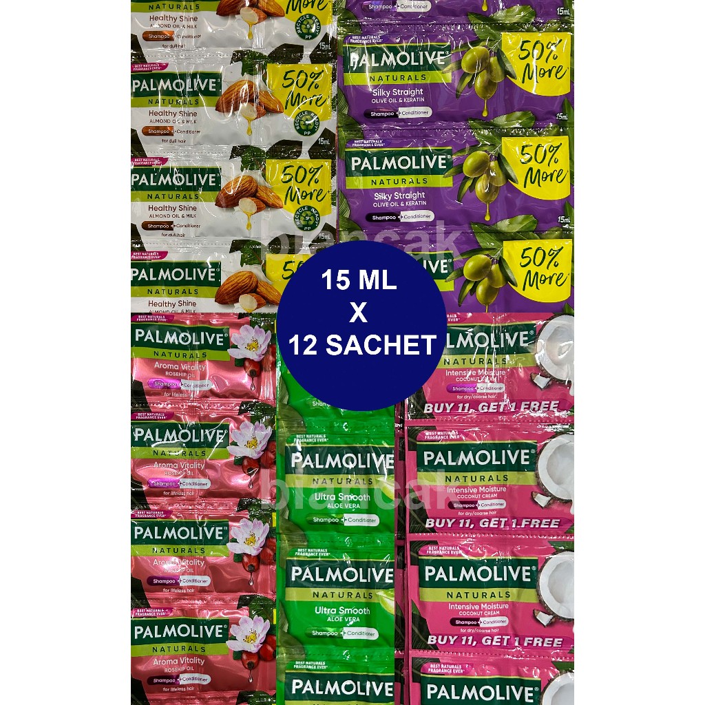 (15ML X 12) PALMOLIVE NATURALS SHAMPOO SACHET PINK PURPLE VIOLET GREEN ...