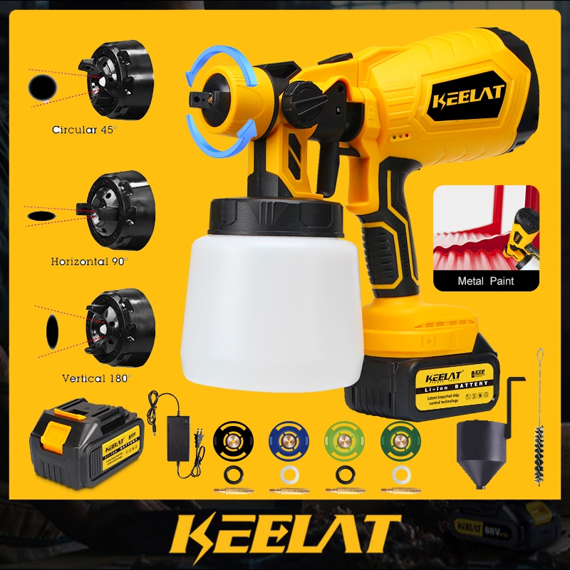 KEELAT Cordless Spray Gun For Paint Electric Rechargeable Spray Paint ...