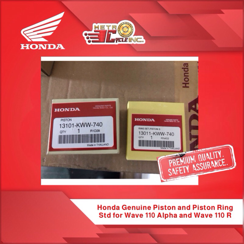 Honda Genuine Piston and Piston Ring Std for Wave 110 Alpha and Wave ...