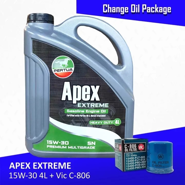 PERTUA Apex Extreme Gasoline Engine Oil 15W-30 Change Oil Bundle for ...