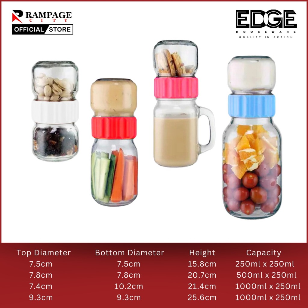 Mason Glass Jar W/Silicon Seal, Food Container, Kitchen Canister Jars ...