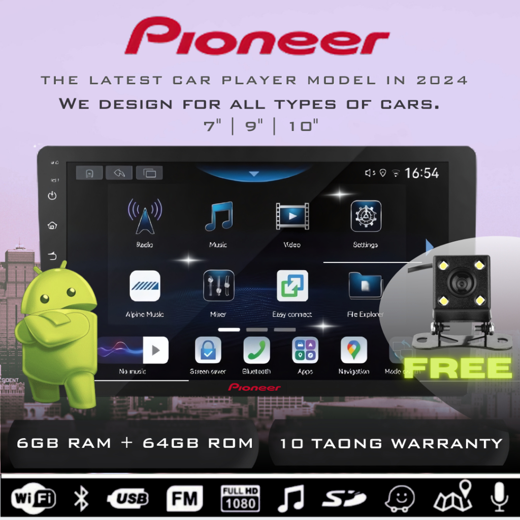NEW !! Pioneer Android Player 7"9"10 inch [6GB RAM+64GB ROM] Quad Core ...