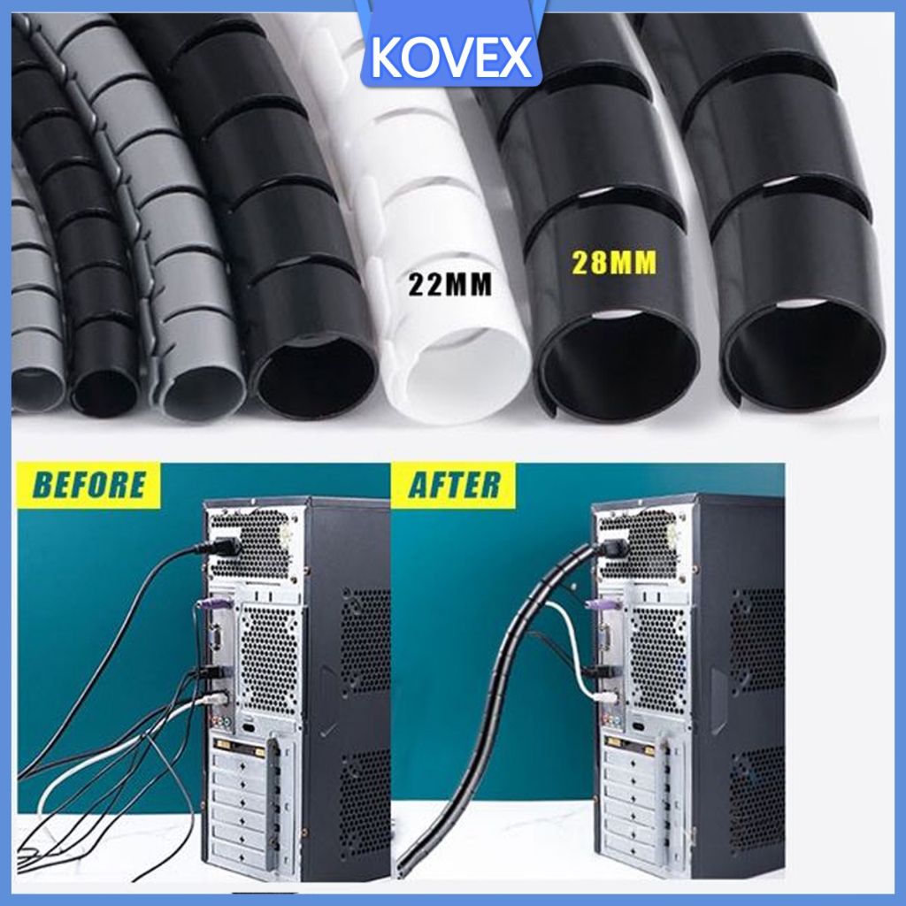 KOVEX Cable Holder Organizer, 28mm Flexible Spiral Tube Wire Management ...