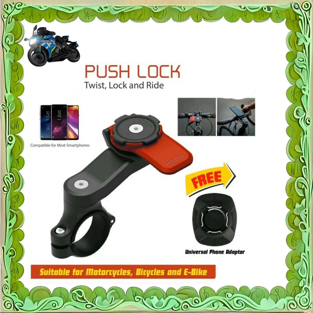 Push Lock Motorcycle Bicycle Electric Scooter Phone Holder Mount ...