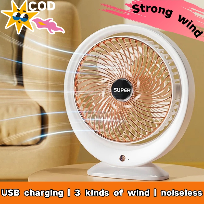 COD portable strong wind rechargeable USB mini desk fan Small noiseless ...