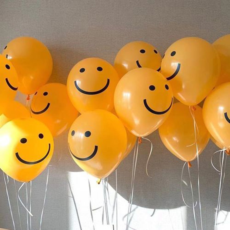 5pcs Lemon Yellow Smiley Face Balloons ins Style Happy Birthday Party ...