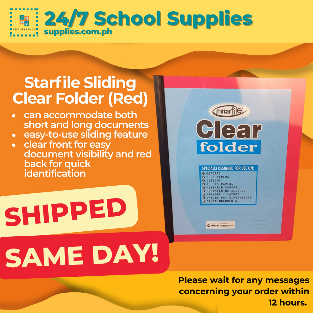 StarFile Sliding Clear Folder Short and Long - Red Back Clear Front for ...