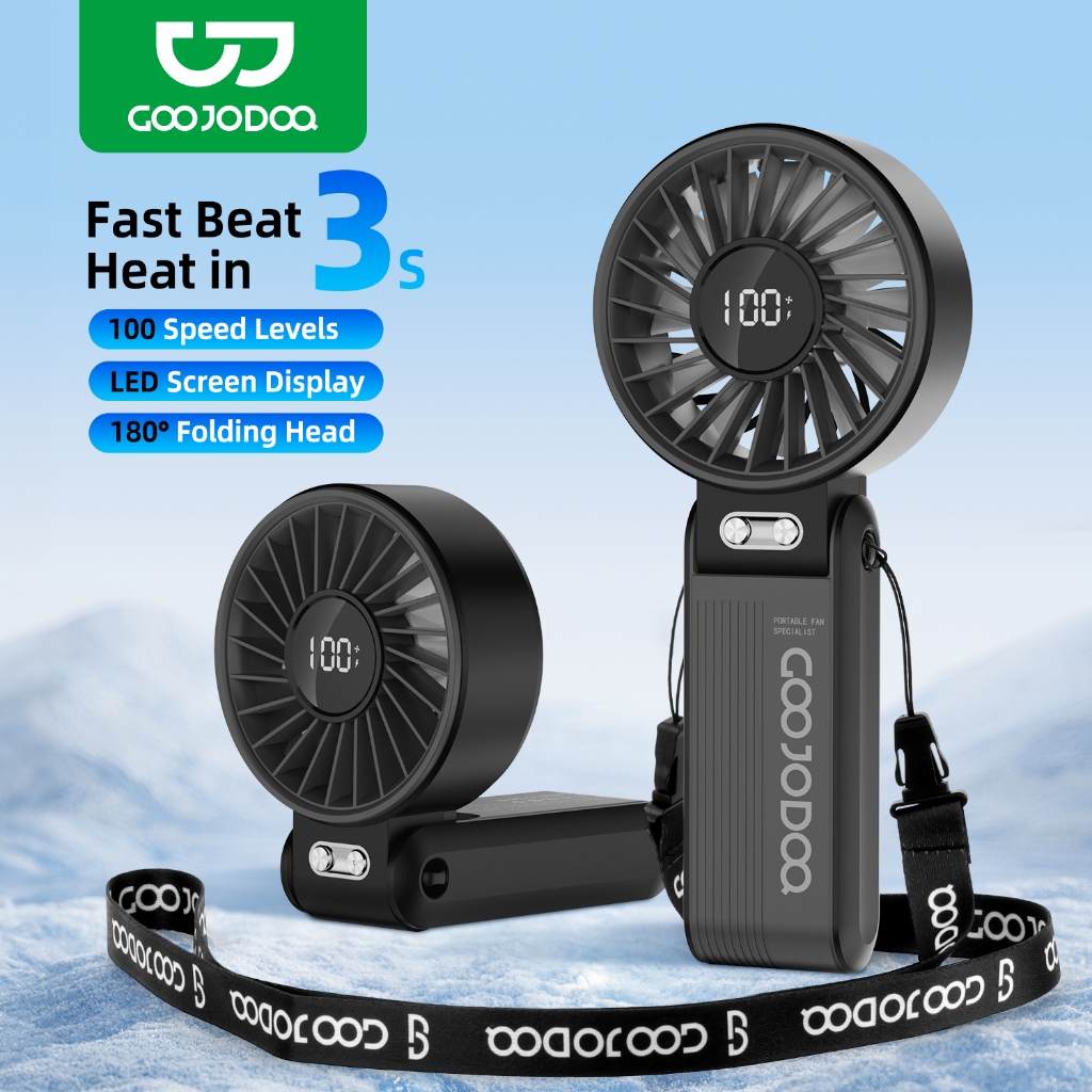 GOOJODOQ 3 in 1 Mini Fan Portable Handheld Fan Folding Neck Fan 4000 ...